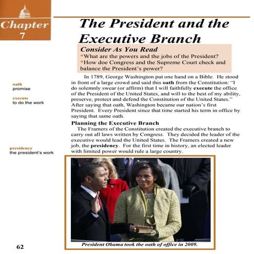 SS Chapter 7 the Executive Branch | PPTX | Political Issues & policy ...