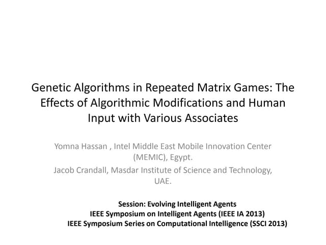 Genetic Algorithms In Repeated Matrix Games The Effects Of Algorithmic