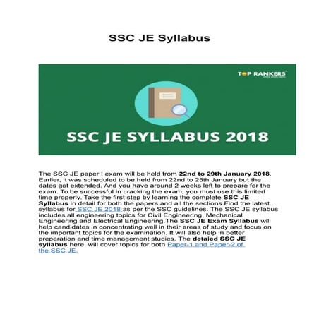 SSC JE Syllabus | PDF