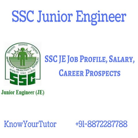 Ssc Junior Engineer Job Profile, Salary, Career Prospects | PDF