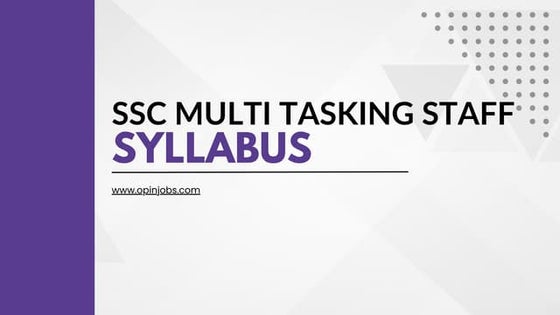 SSC Multi Tasking Staff | PPT
