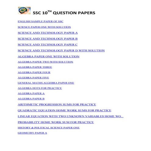 SSC QUESTION PAPERS | PDF