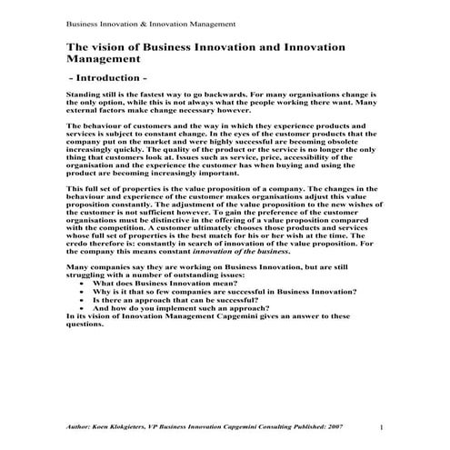 Business Innovation and Innovation Management Uk Version | PDF