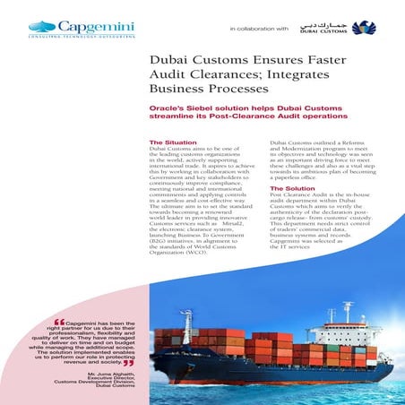 Capgemini LBS helps Dubai Customs ensure Faster Audit Clearance | PDF