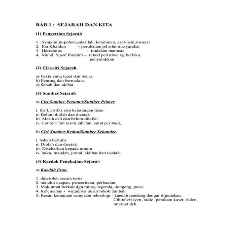 sejarah bab 1,2,3 tingkatan 1 | DOC
