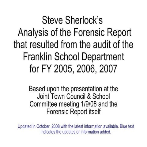My Analysis of the Forensic Report | PPT