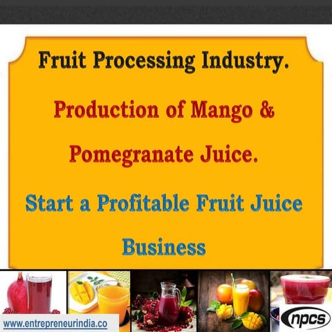 Fruit Processing Industry. Production of Mango & Pomegranate Juice | PPTX