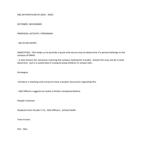 SSG ACTION PLAN | PDF