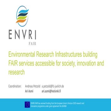 Sshoc kick off meeting - 1.4.1 ENVRI-FAIR: Environmental Research ...