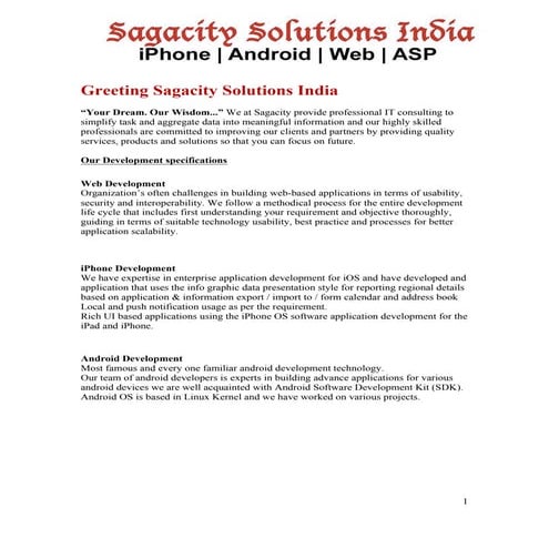 Sagacity Solutions Company Profile | PDF | Operating Systems | Computer ...