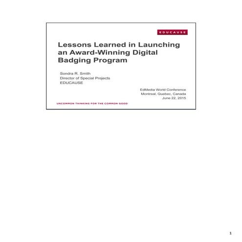 Lessons Learned Launching an Award-Winning Digital Badging Program | PDF