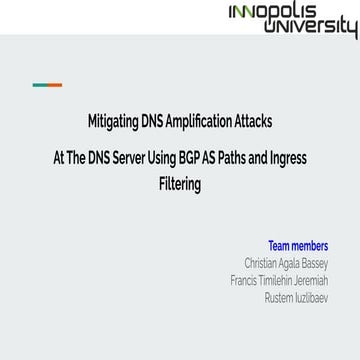 Mitigating DNS Amplification Attacks At The DNS Server Using BGP AS Paths and Ingress Filtering ...