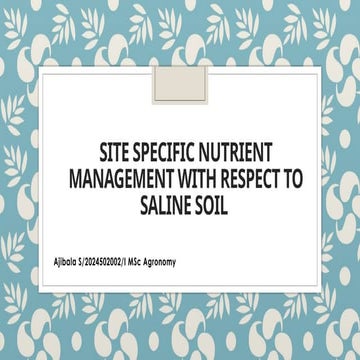 SSNM with respect to saline soil .pptx