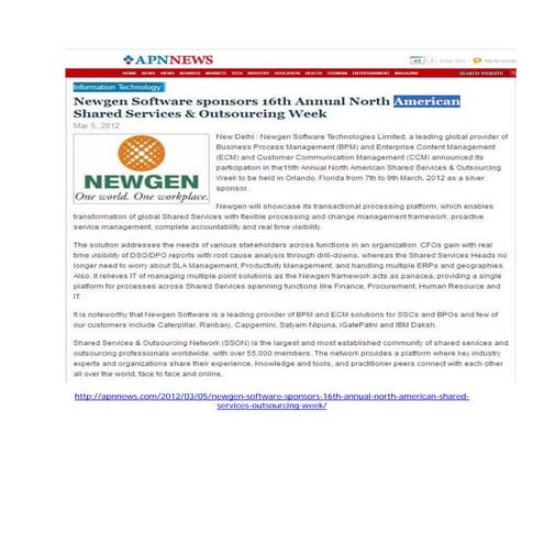 Newgen Sponsors SSON | PDF | Business Expos & Conferences | Events