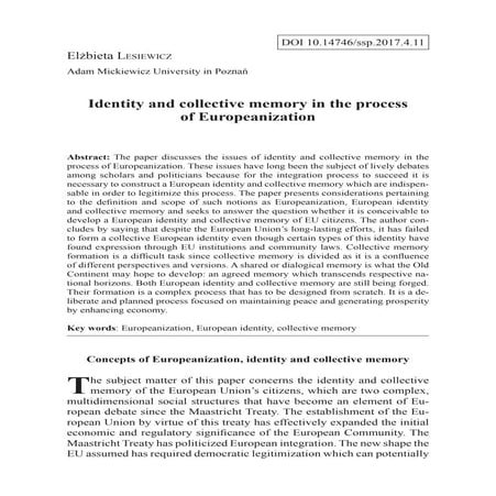 Identity and collective memory in the process of Europeanization | PDF