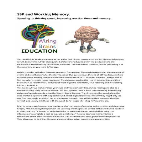 SSP and Working Memory - Wiring Brains for Reading and Spelling! | PDF