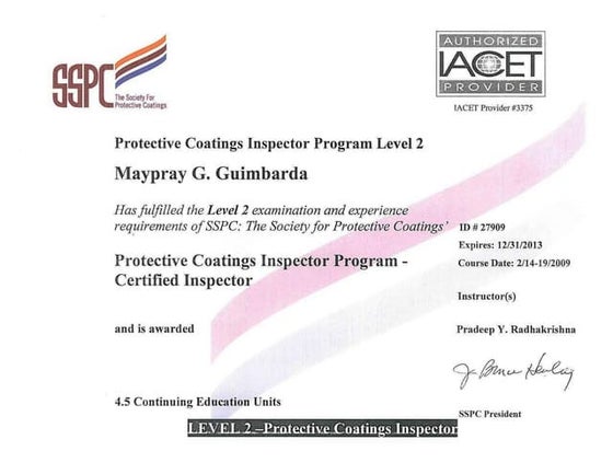 frosio level III, certificate NS 476 | PDF