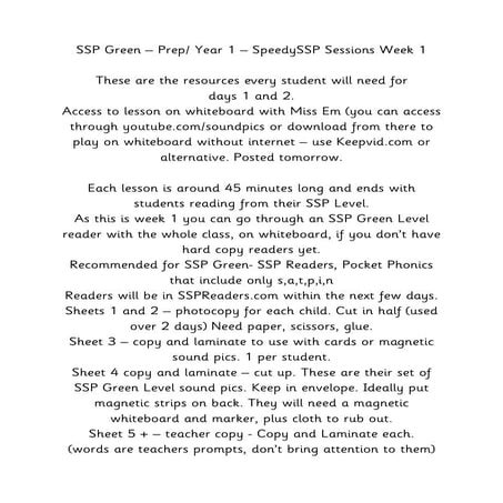 SSP Green Code Level - Week 1 Resources - Term 2 | PDF