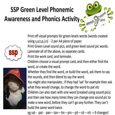SSP Green Level Phonemic Awareness & Phonics Activity | PDF
