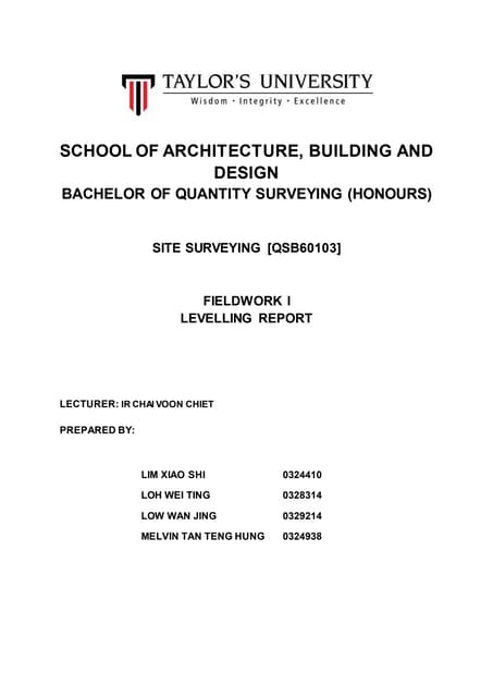 engineering survey 1 report levelling | DOCX