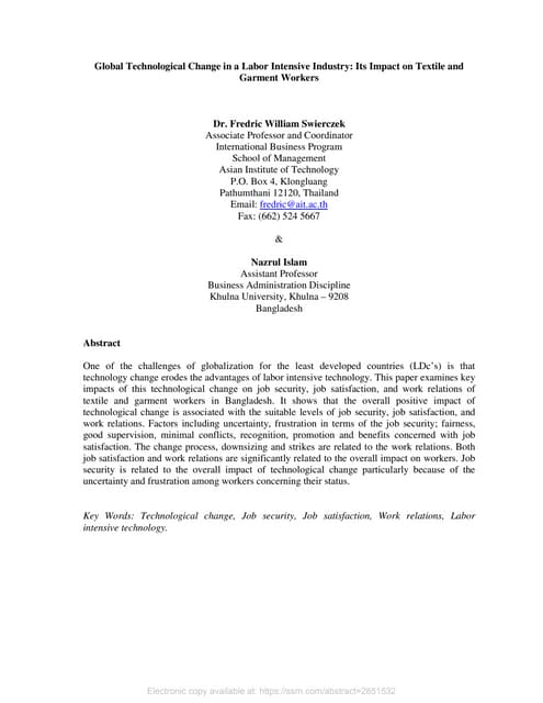 Industrial relations and technological change | PPT