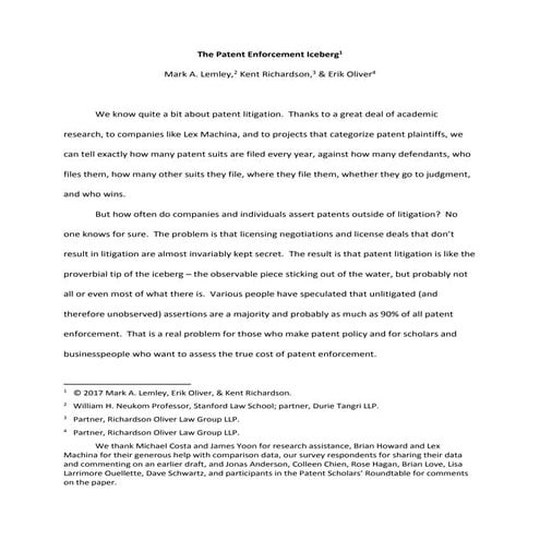 The Patent Enforcement Iceberg | PDF | Legal Services Industry | Industries