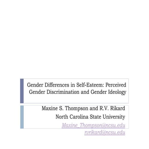 Gender Differences in Self-Esteem: Perceived Gender Discrimination and ...