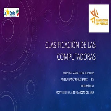 Clasificacion de las computadoras | PPTX
