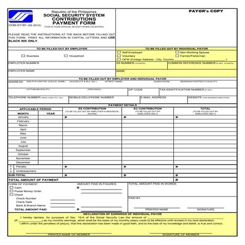 Sss contributions payment form edited | PDF