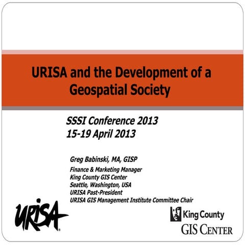 URISA and the Development of a Geospatial Society | PPT