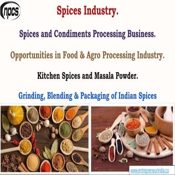 Spices Industry. Spices and Condiments Processing Business | PPTX