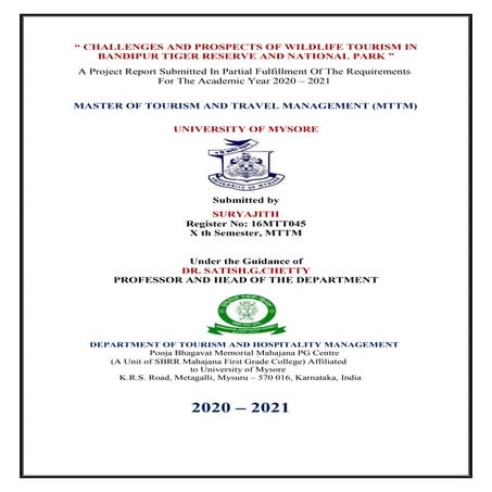 Project report on challenges and prospects of wildlife tourism in ...