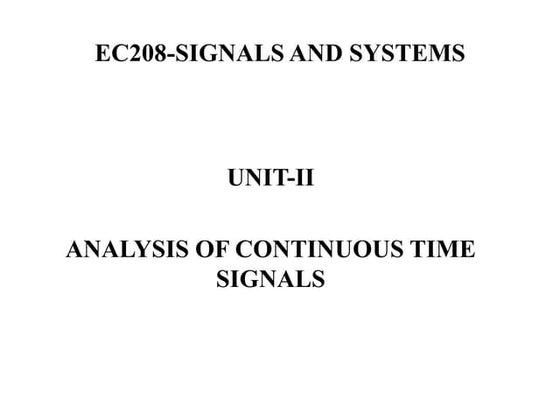 Lecture No:1 Signals & Systems | PPTX