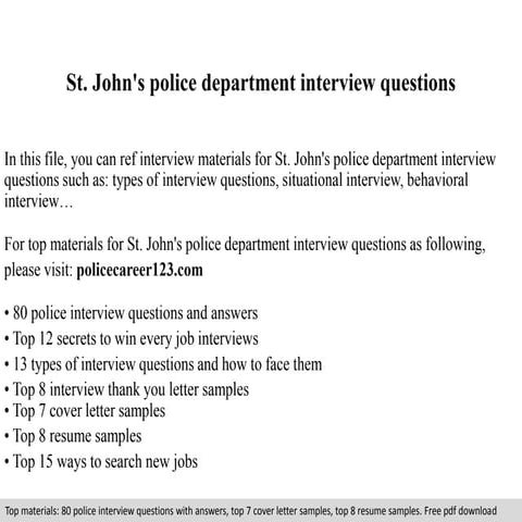 St. john's police department interview questions | PPTX
