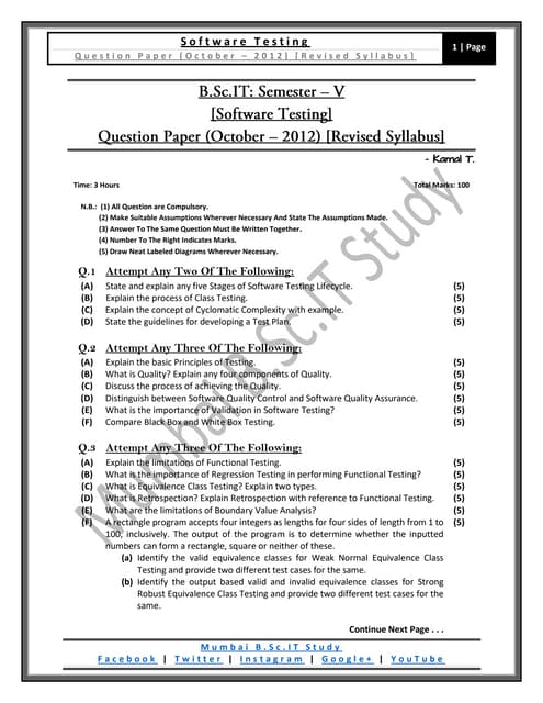 [Question Paper] Software Engineering (Revised Course) [June / 2014] | PDF
