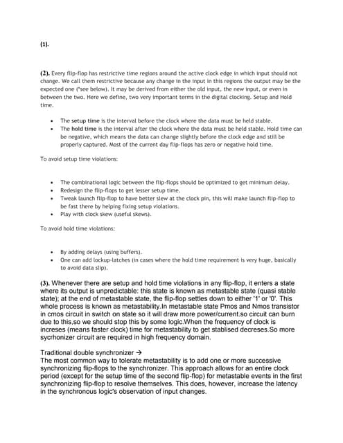 VLSI Static Timing Analysis Timing Checks Part 3 | PDF