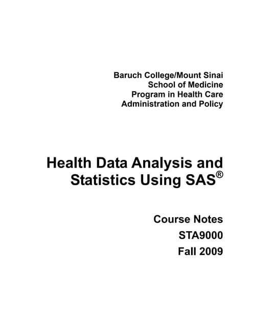 SAS - Statistical Analysis System | PPTX