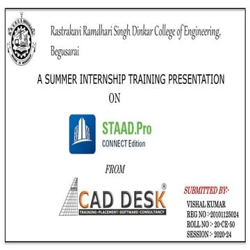 STAAD PRO CONNECT EDITION (SUMMER INTERNSHIP TRAINING) | PPTX