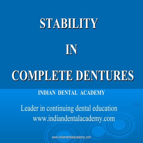 Stability and support in complete dentures/ dentistry dental implants | PPT