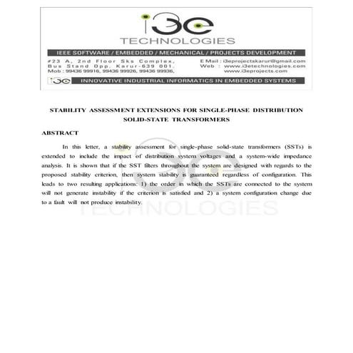 Stability assessment extensions for single phase distribution solid-state transformers | DOCX ...