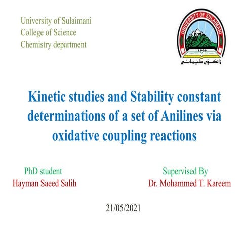 Kinetic studies and Stability constant determinations of a set of ...