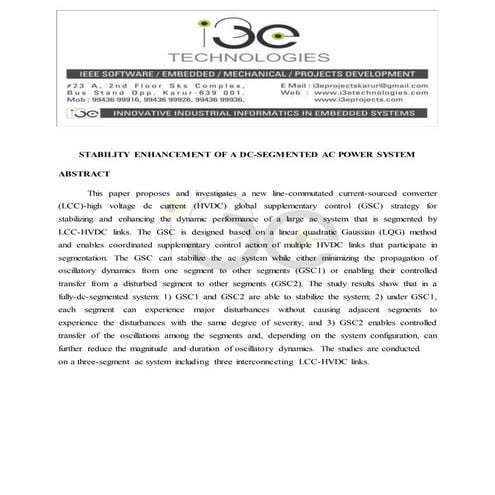 Stability enhancement of a dc segmented ac power system | DOCX
