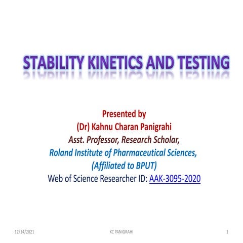 Stability kinetics and testing | PPTX