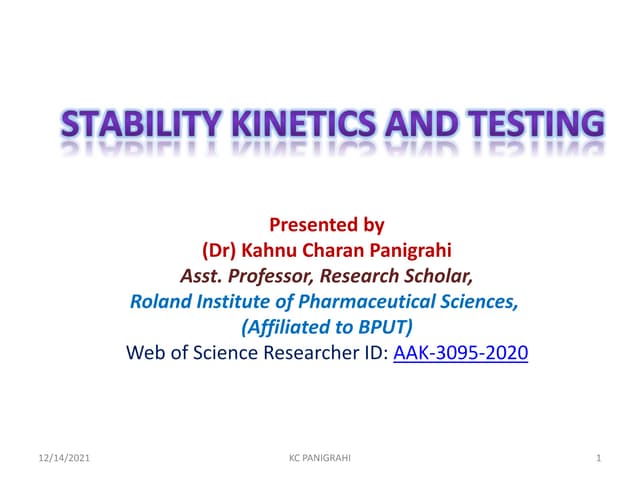 Kinetics of Stability & Stability Testing | PPTX