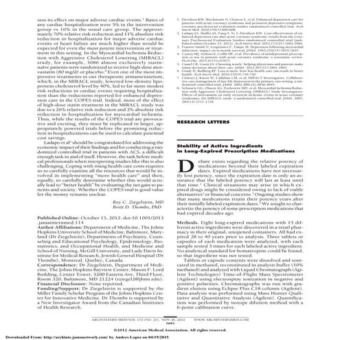 Stability of active ingredients in lon expired prescription medications ...