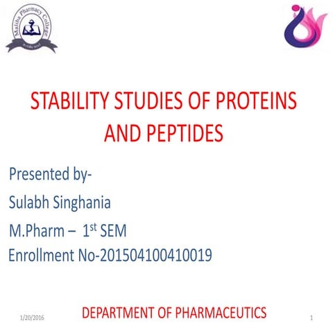 Stability studies of proteins and peptides. | PPTX