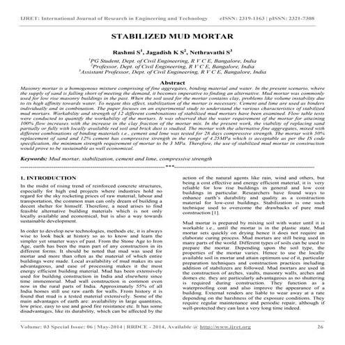 Stabilized mud mortar | PDF