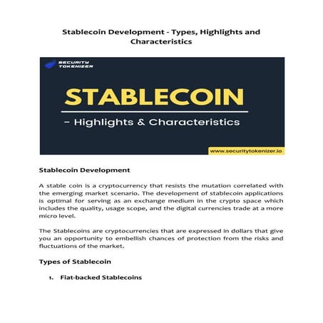 Stablecoin development types, highlights and characteristics | PDF