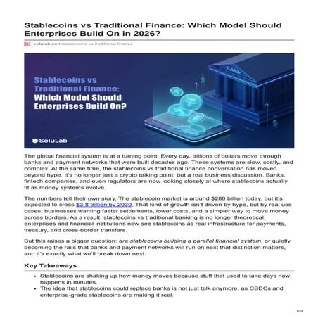 Stablecoins vs Traditional Finance Which Model Should Enterprises Build ...