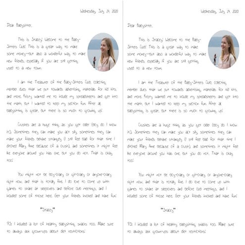 Baby-Sitters Club Stacey Letter | PDF